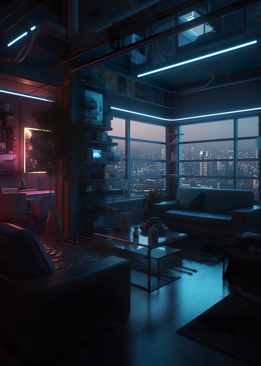 'Cyan Violet Condo' Poster, picture, metal print, paint by Core | Displate