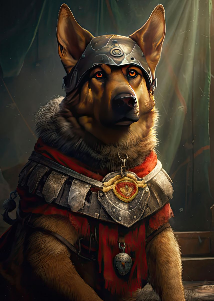 'German Shepherd Viking ' Poster, picture, metal print, paint by PetPrints | Displate