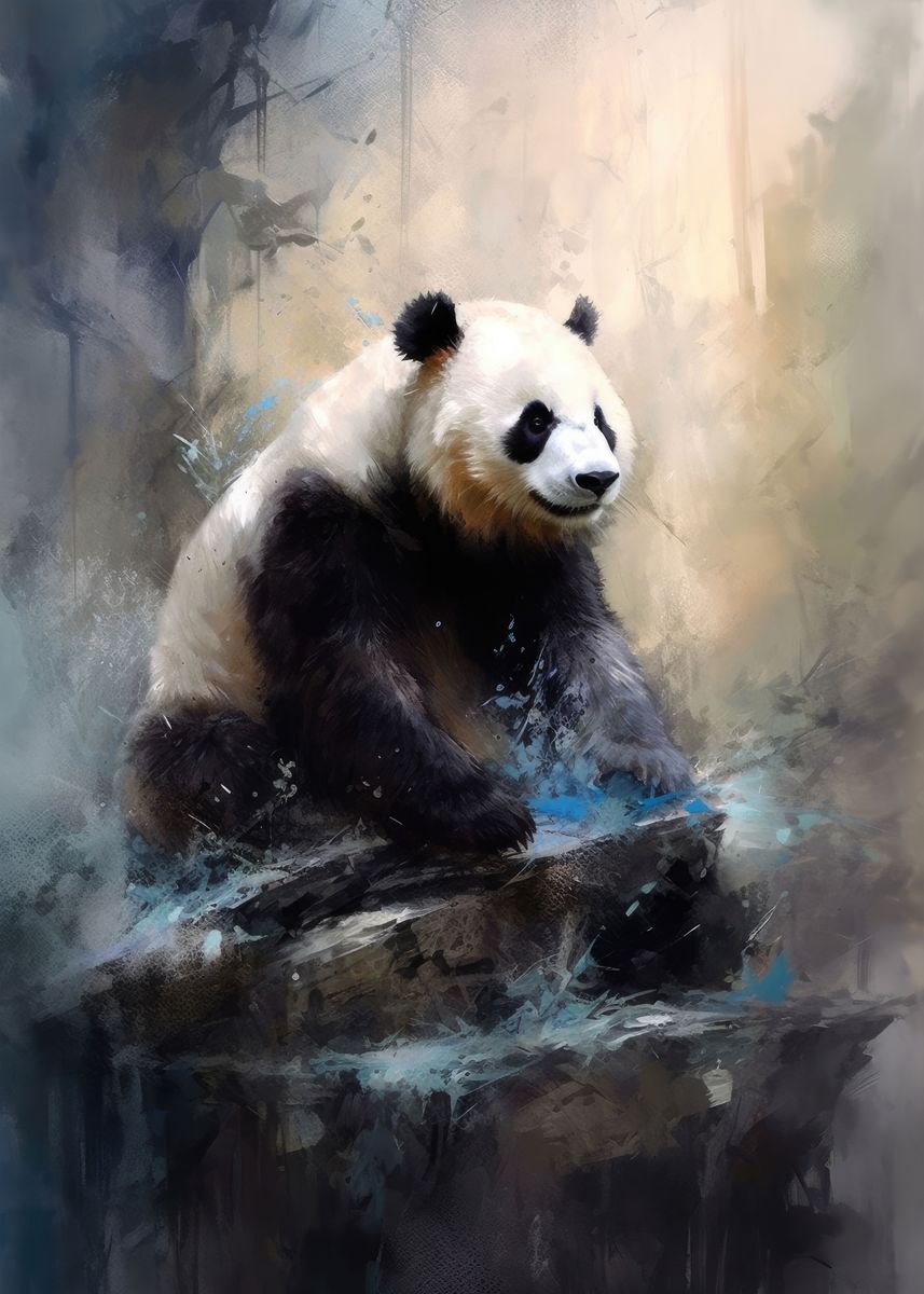 'Watercolour Giant Panda' Poster, picture, metal print, paint by JON ...