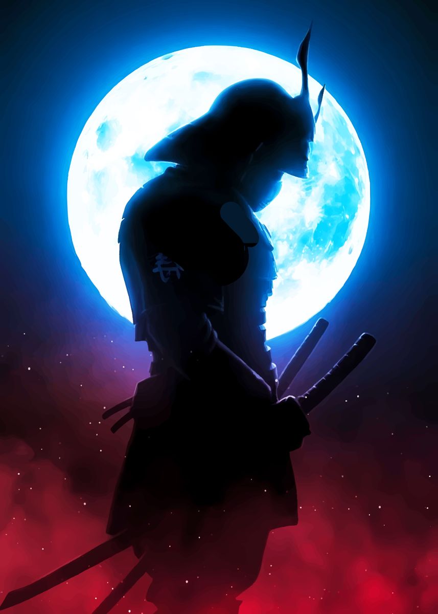 'Samurai Moon' Poster, picture, metal print, paint by Faissal Thomas ...