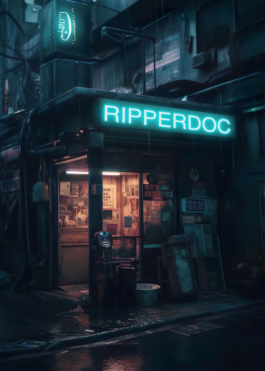 'Ripperdoc Clinic ' Poster, picture, metal print, paint by Core | Displate