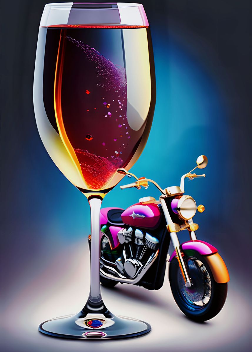 'Wine Motorcycle' Poster, picture, metal print, paint by ACR ACR | Displate