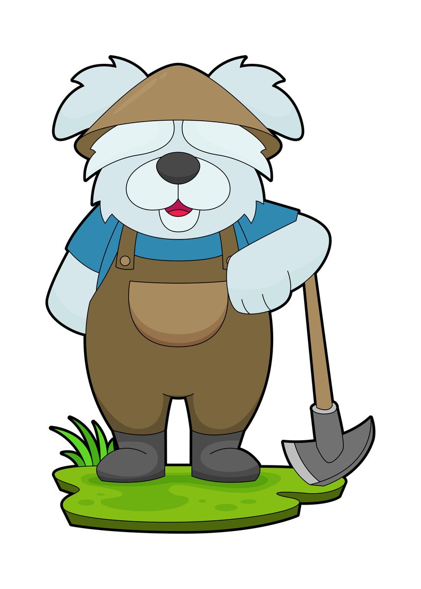 'Dog Farmer Pickaxe' Poster, picture, metal print, paint by Markus ...