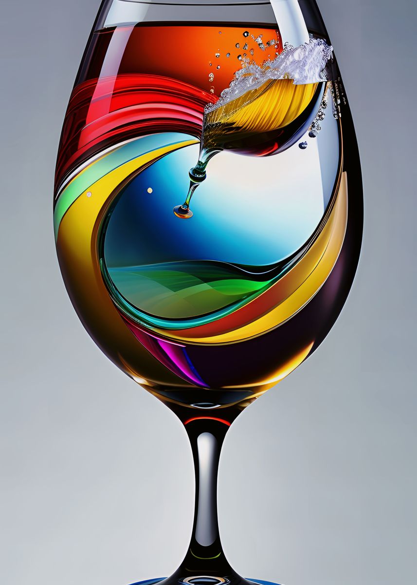 'Wine Creative Waves' Poster, picture, metal print, paint by ACR ACR ...