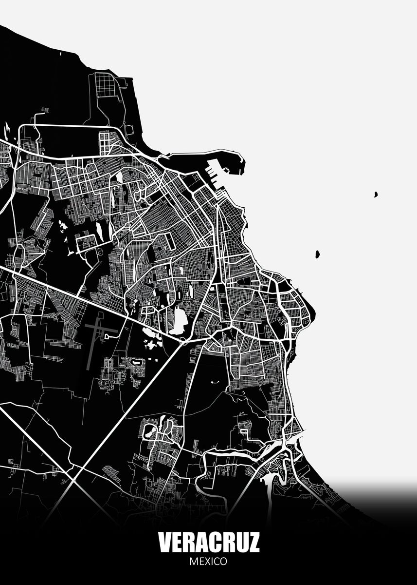 'Veracruz Mexico Map' Poster, picture, metal print, paint by Zake ...