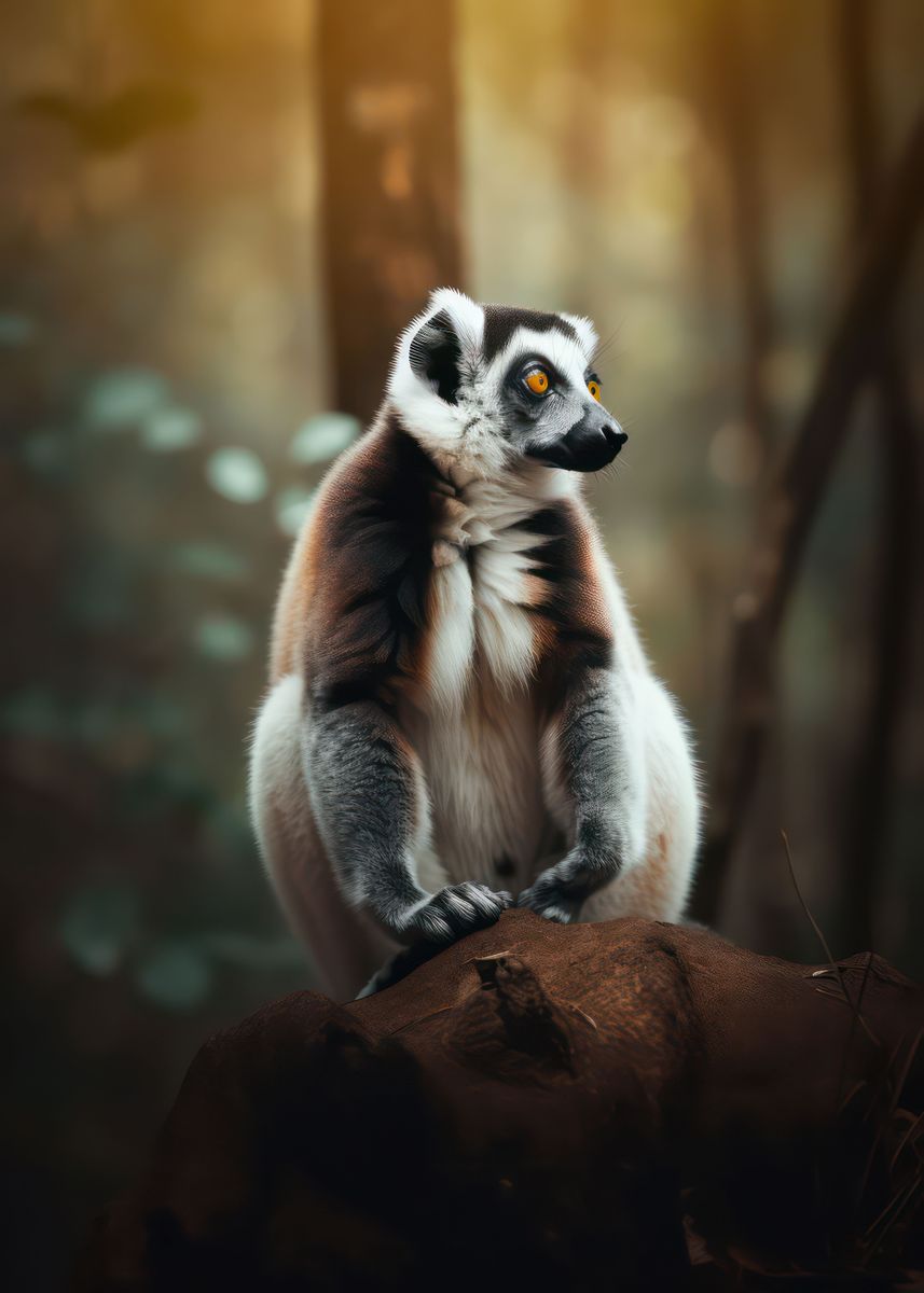 'Graceful lemur' Poster by Zooscape Wildlife | Displate