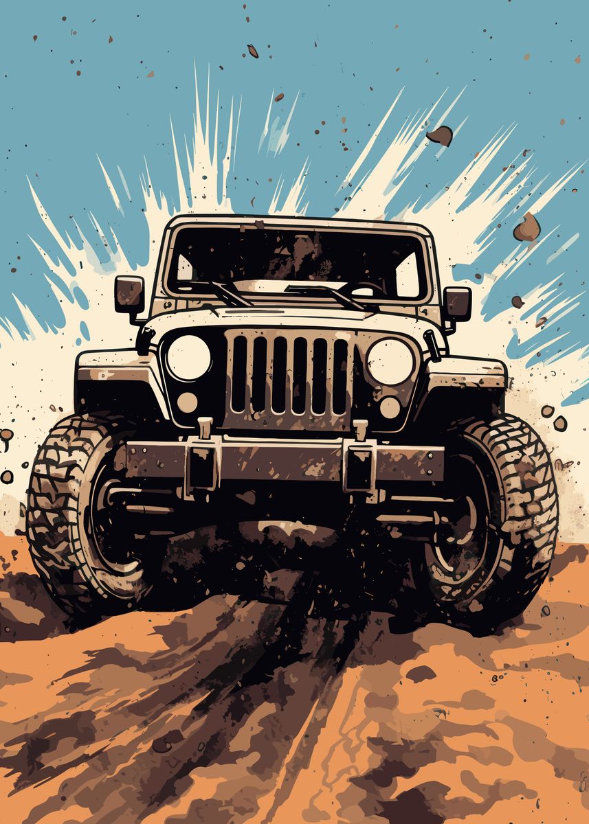 'Off road race' Poster, picture, metal print, paint by Mobilunik | Displate