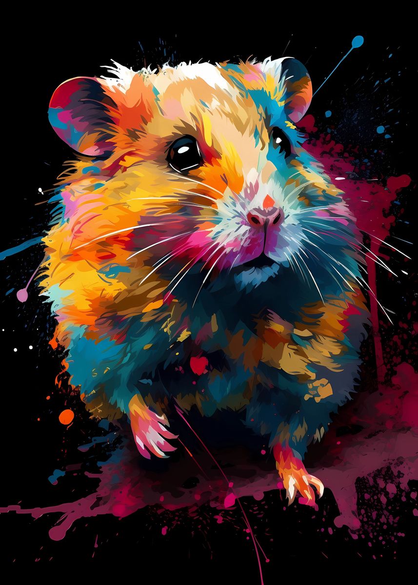 'Colorful Hamster' Poster, picture, metal print, paint by Frank ...