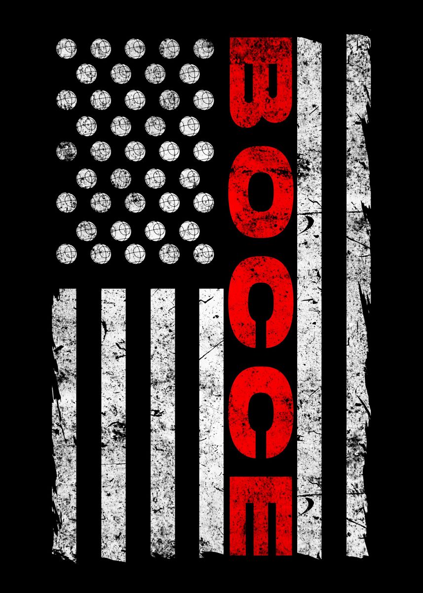 'Bocce Ball Player USA Flag' Poster, picture, metal print, paint by ...