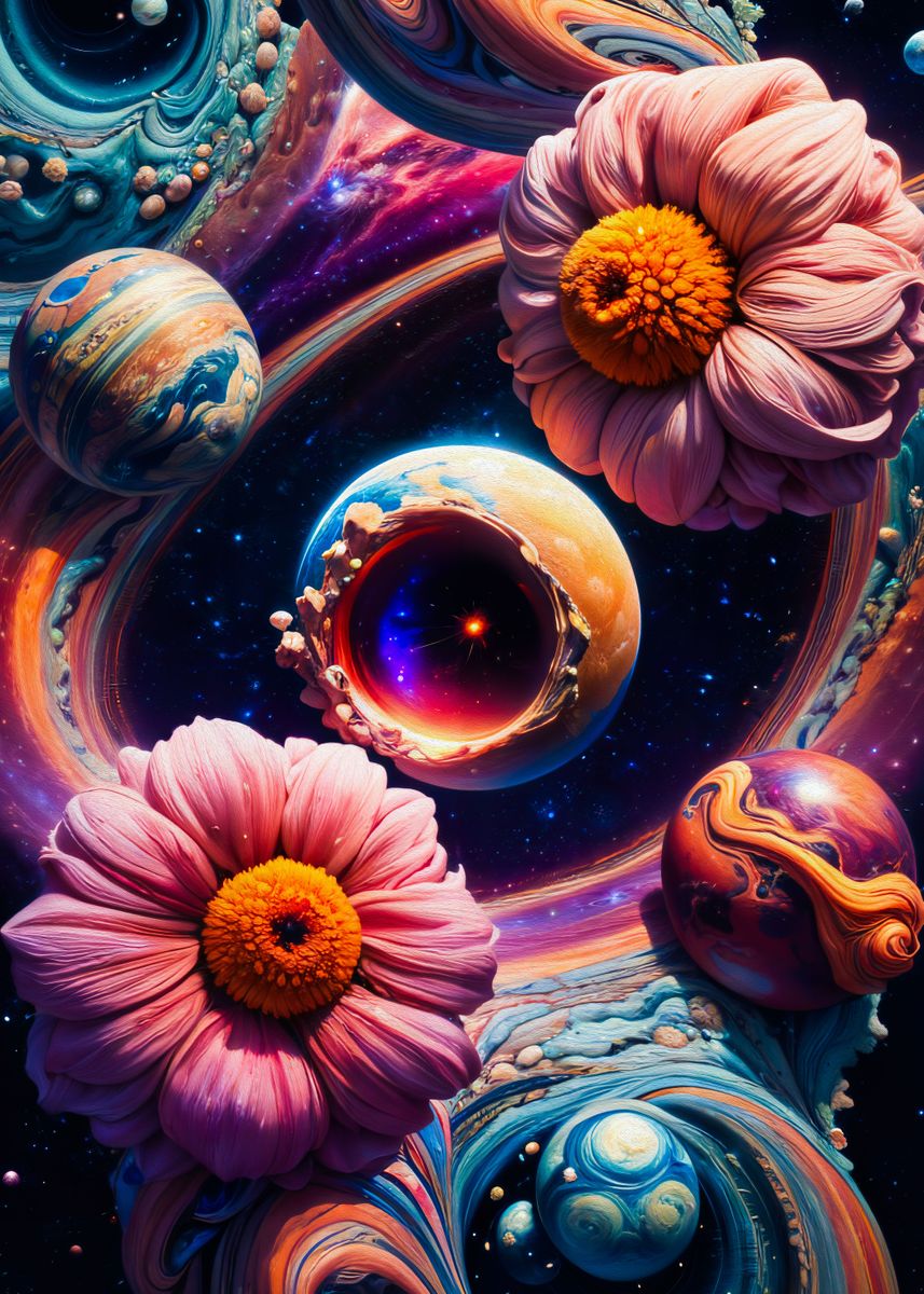 'Abstract space composition' Poster, picture, metal print, paint by ...