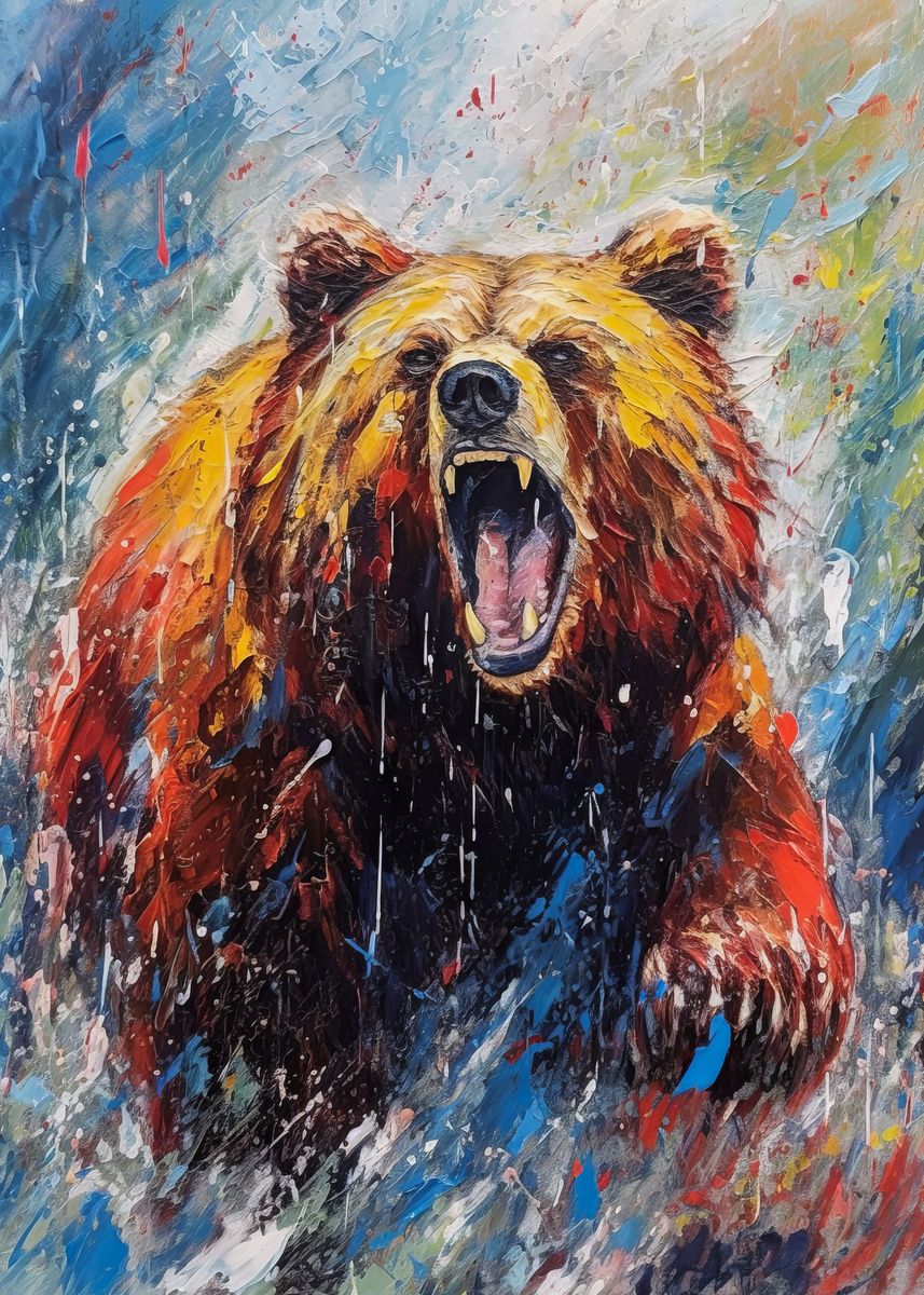 'Palette Bear painting' Poster by Arnas Čemerka | Displate