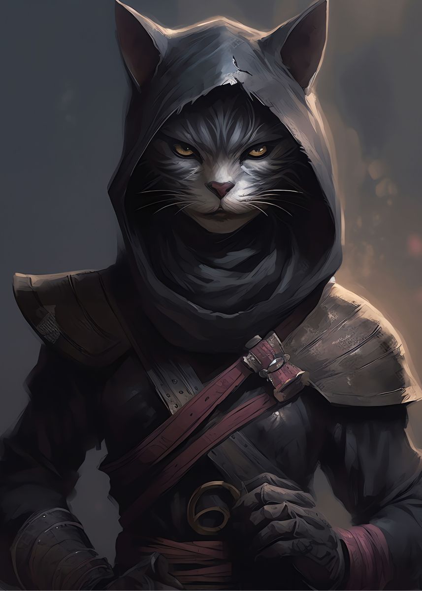 'Ninja Assassin Cat Funny' Poster, picture, metal print, paint by ...