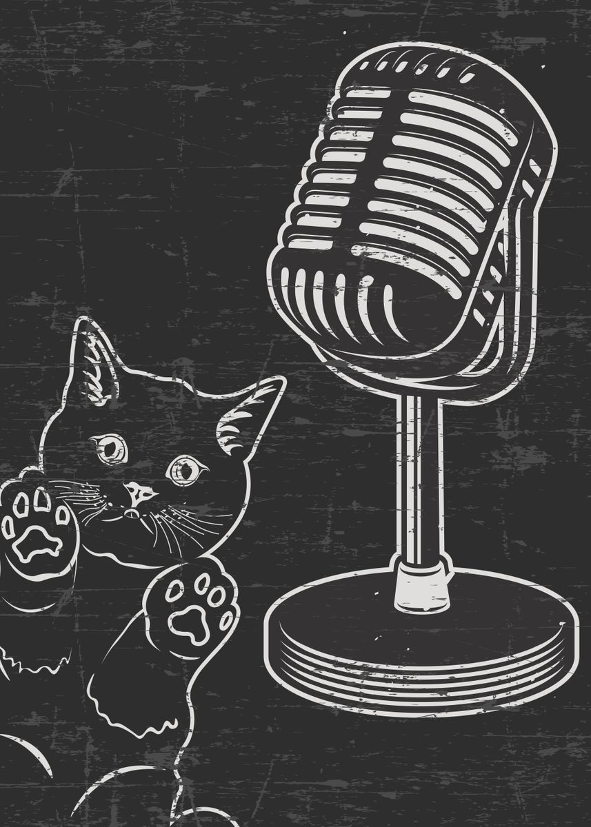 'Funny Cat Podcast' Poster, picture, metal print, paint by XandYart ...