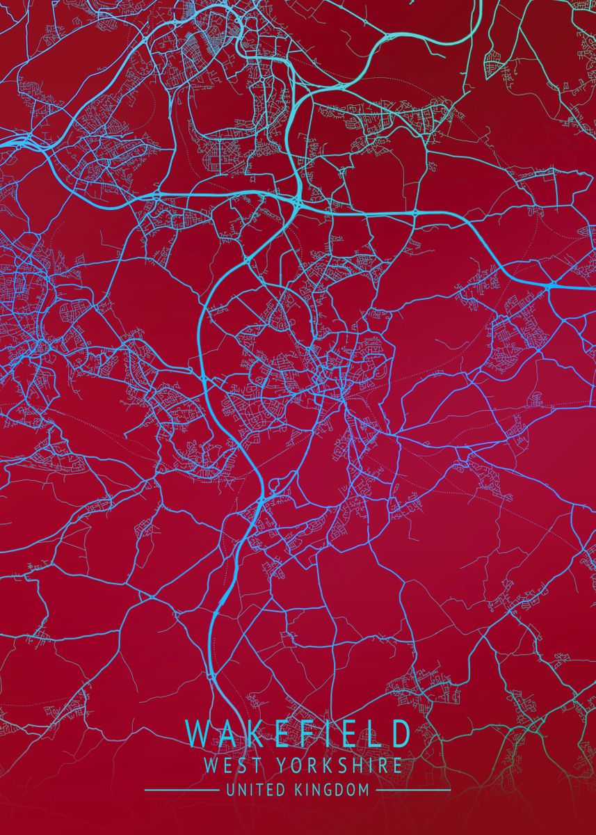 'Wakefield UK City Map' Poster by Gigi Bgm | Displate