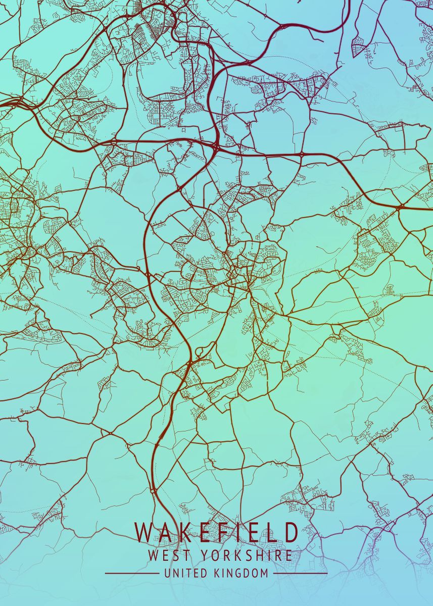 'Wakefield UK City Map' Poster, picture, metal print, paint by Gigi Bgm ...