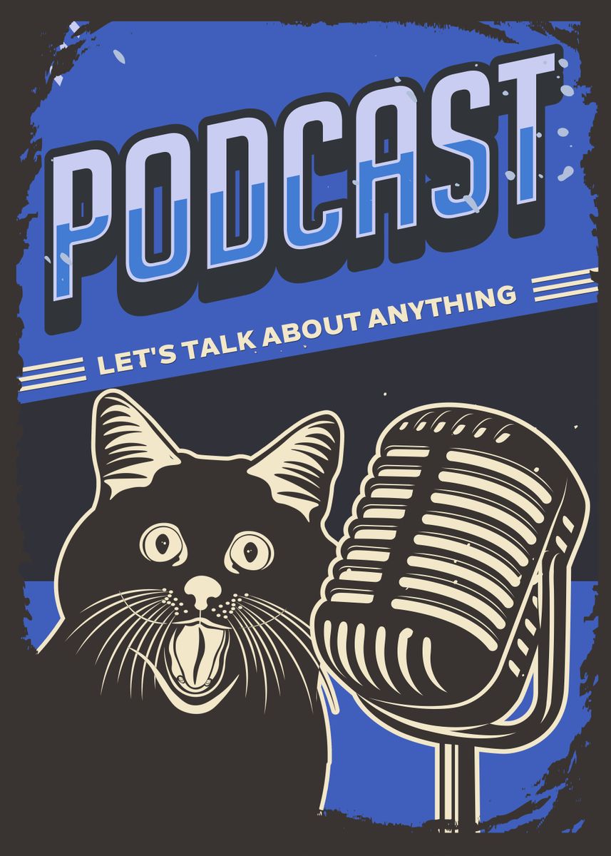 'Funny Cat Podcast Meme' Poster, picture, metal print, paint by ...