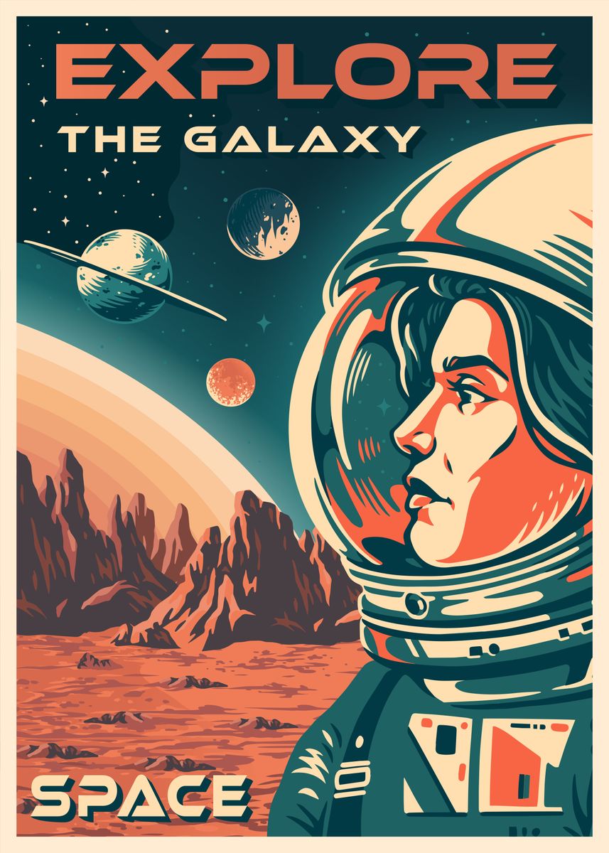 'Explore Galaxy Astronaut' Poster by dkDesign | Displate