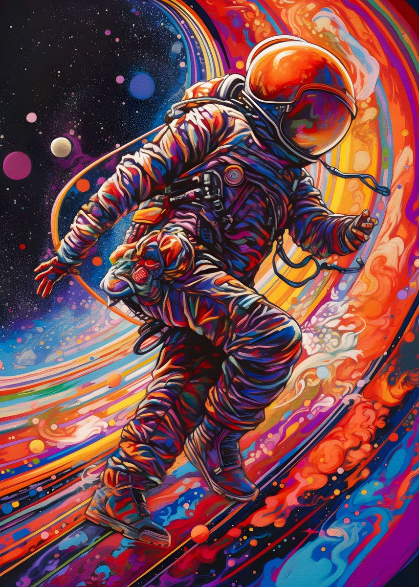 'Abstract astronaut' Poster, picture, metal print, paint by Elz art ...