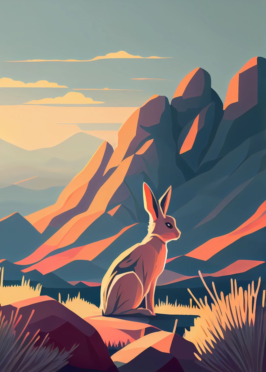 'Rabbit In Nature' Poster, picture, metal print, paint by AnHa | Displate