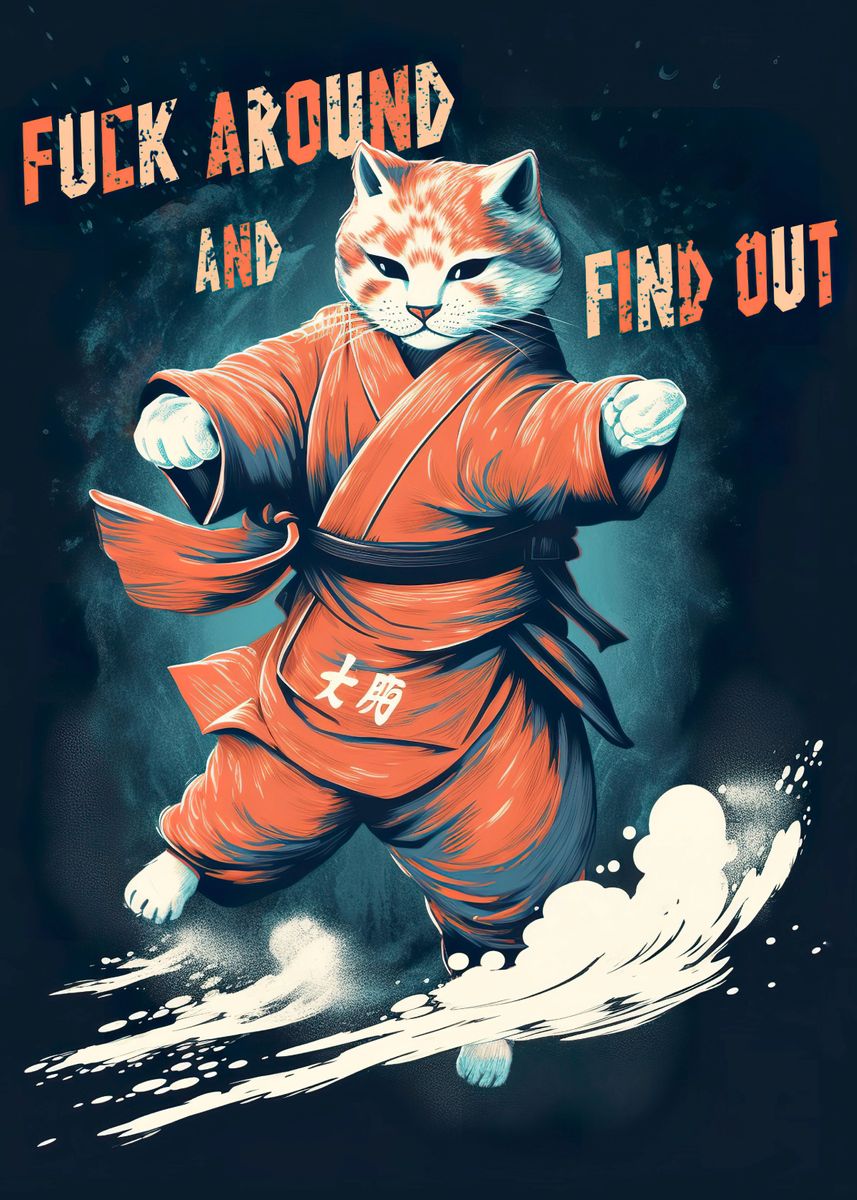 'Funny Cat' Poster, picture, metal print, paint by MaluBobo | Displate