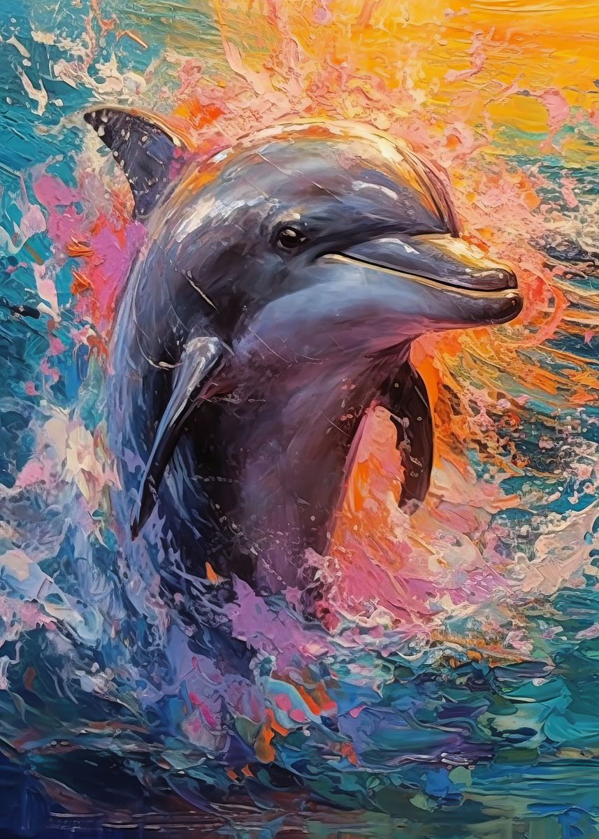 'Palette Dolphin painting' Poster, picture, metal print, paint by ...