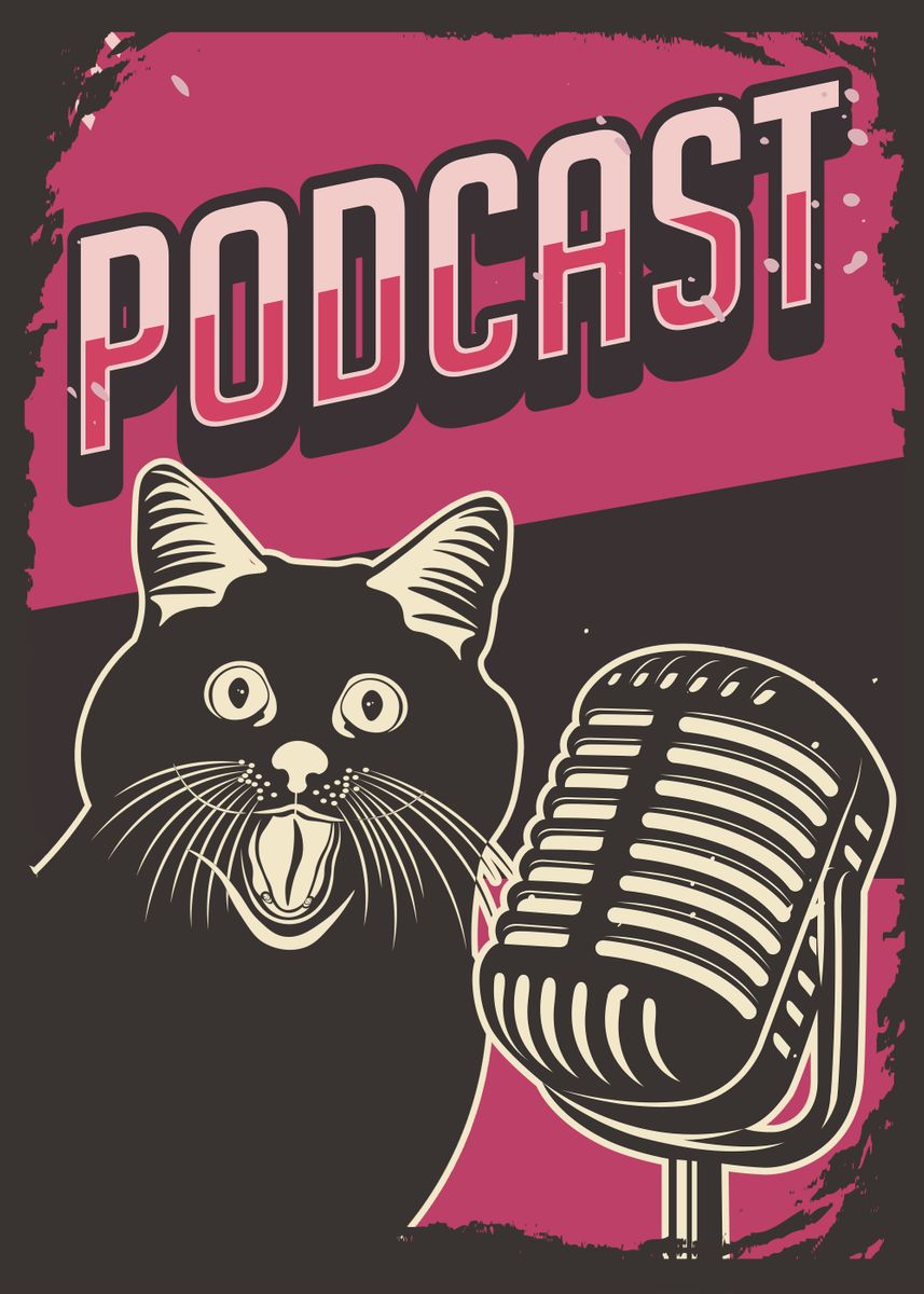 'Funny Cat Podcast Meme' Poster by XandYart | Displate