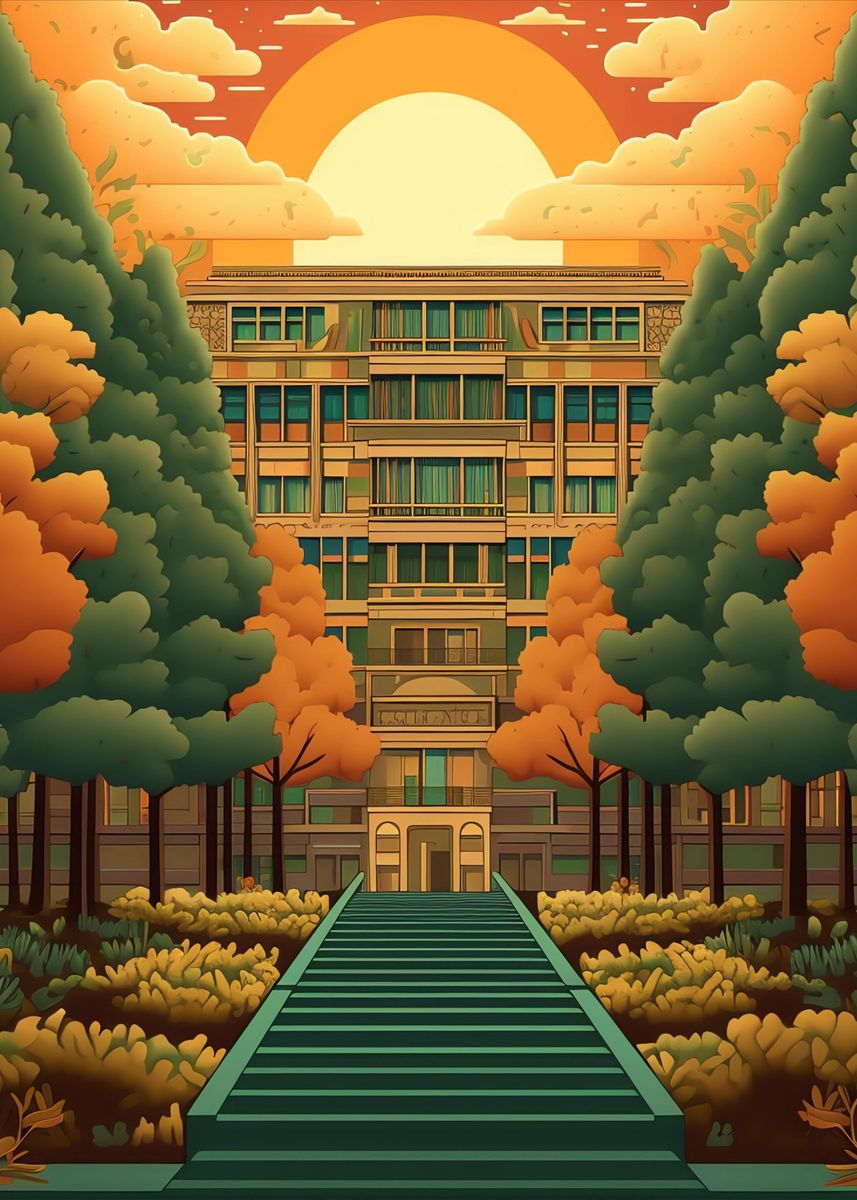 'Sunset Building ' Poster, picture, metal print, paint by Abu Abu ...