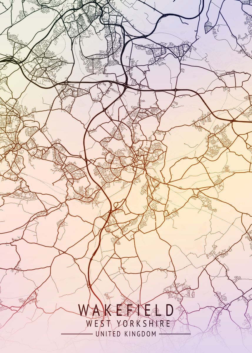 'Wakefield UK City Map' Poster, picture, metal print, paint by Gigi Bgm ...