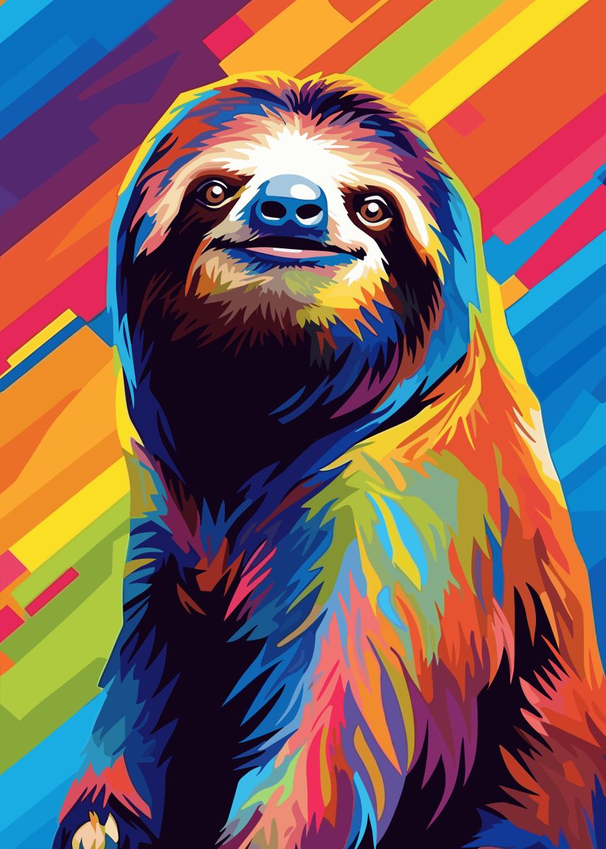 'Sloth Pop Art Animal WPAP' Poster by Qreative | Displate