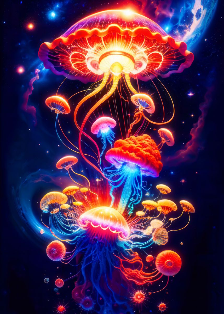 'Abstract space composition' Poster, picture, metal print, paint by ...