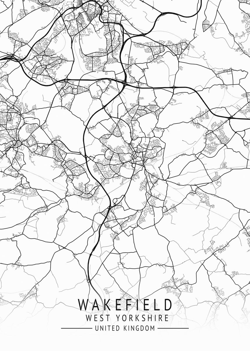 'Wakefield UK City Map' Poster, picture, metal print, paint by Gigi Bgm ...