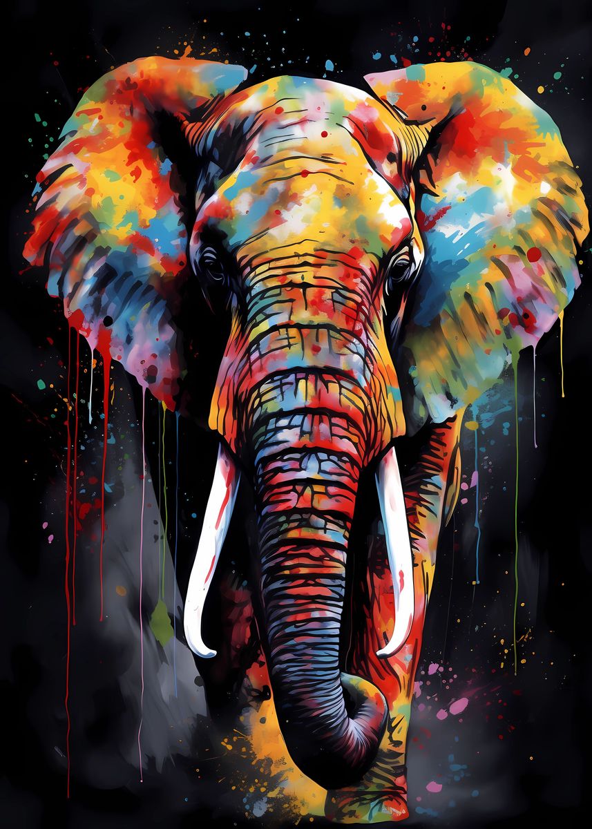 'Colorful Elephant' Poster, picture, metal print, paint by Frank ...