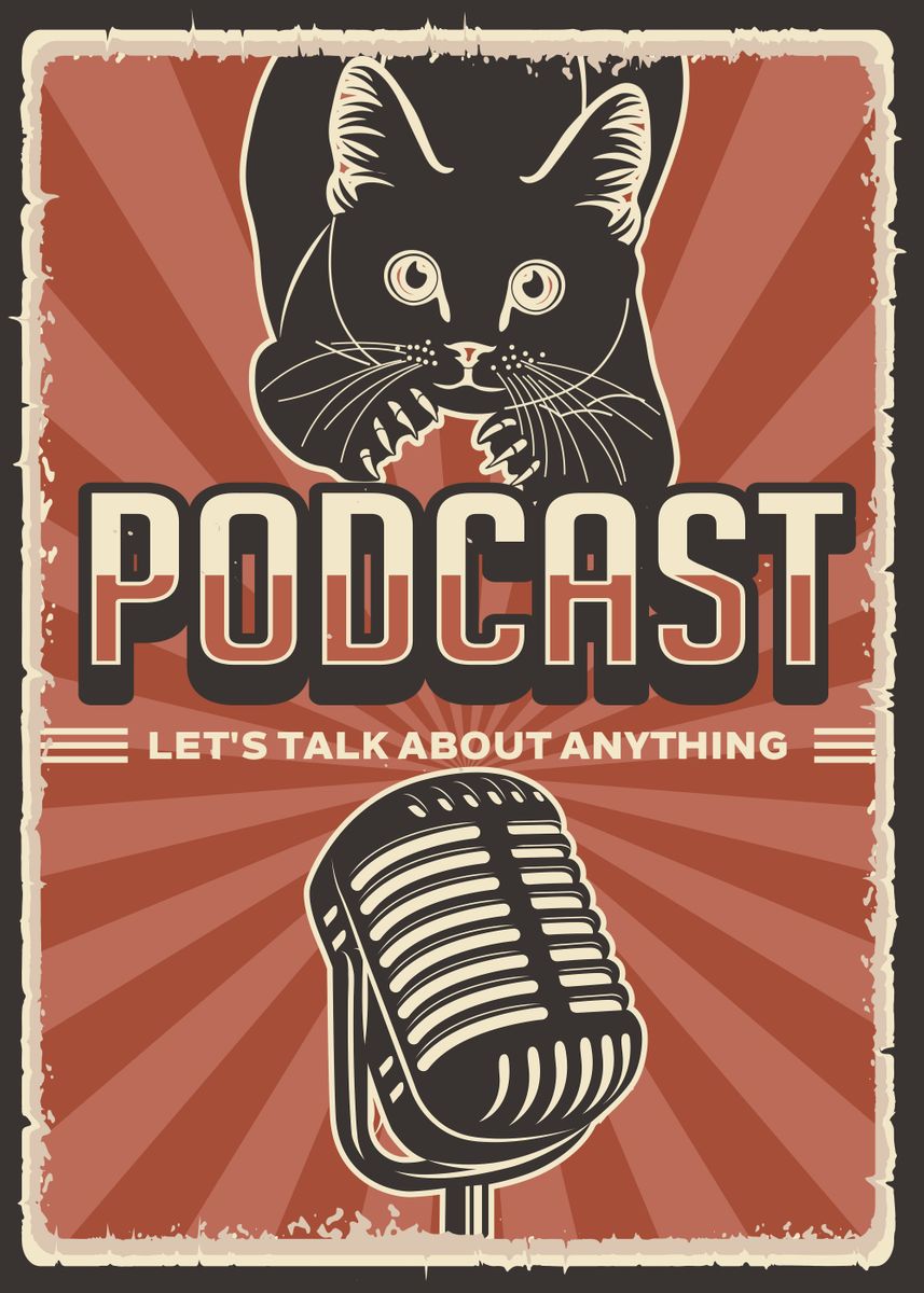'Funny Cat Podcast' Poster, picture, metal print, paint by XandYart ...