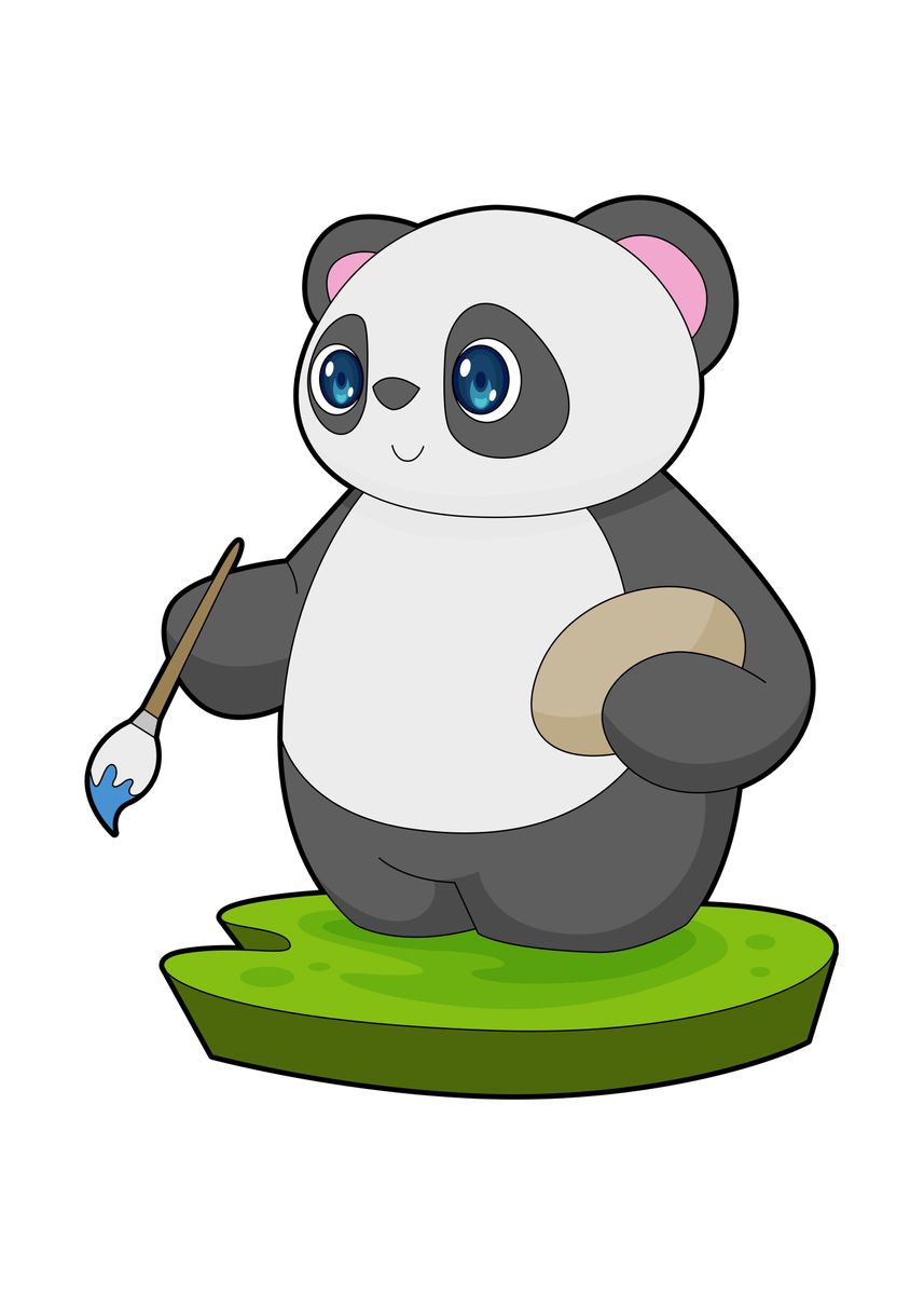 'Panda Painter Paint brush' Poster by Markus Schnabel | Displate