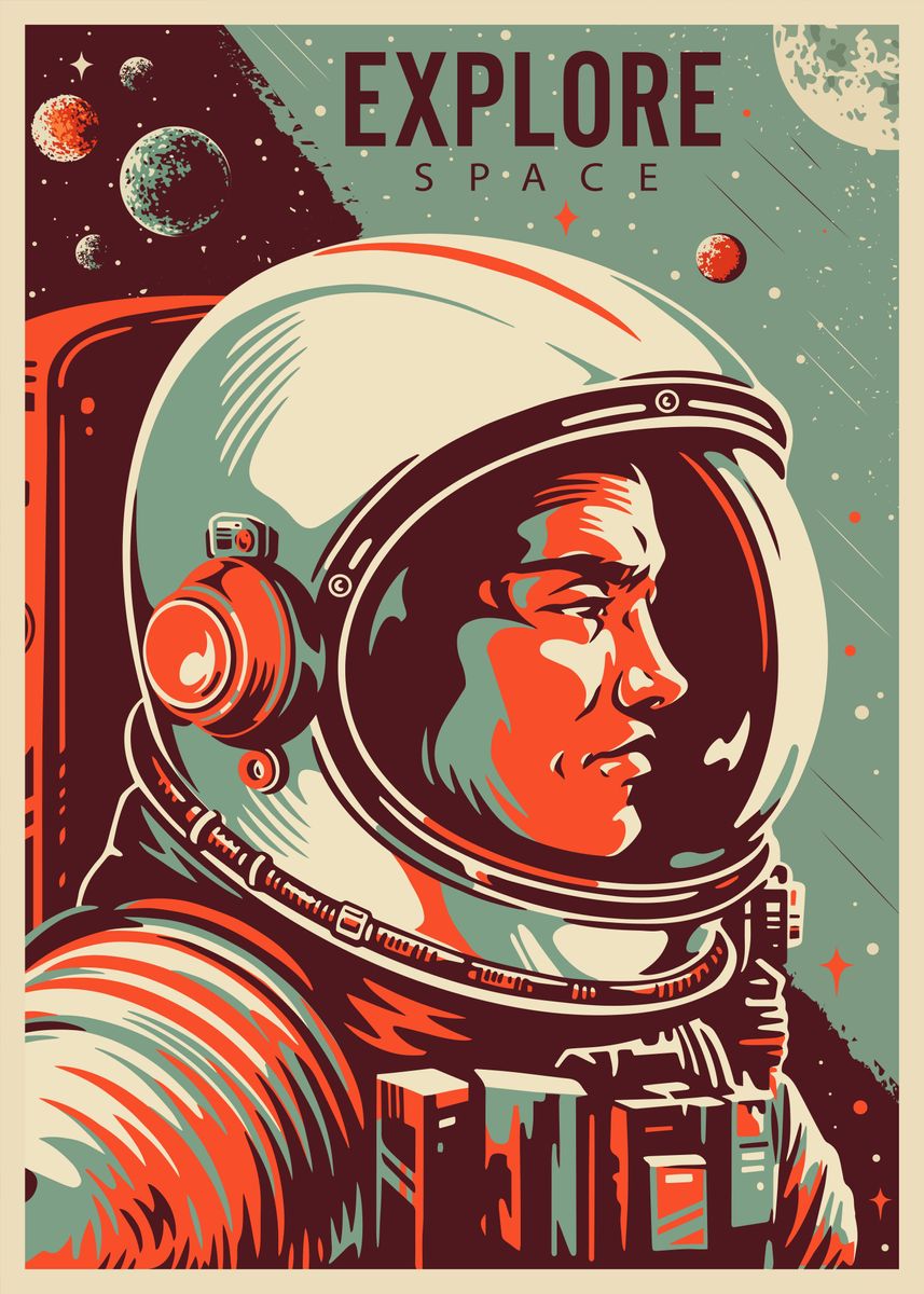 'Space Explore Astronaut' Poster, picture, metal print, paint by ...