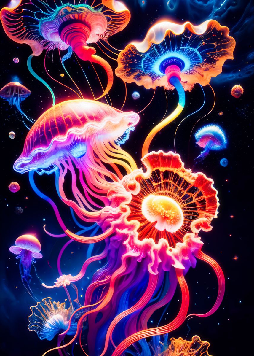 'Abstract space composition' Poster, picture, metal print, paint by ...