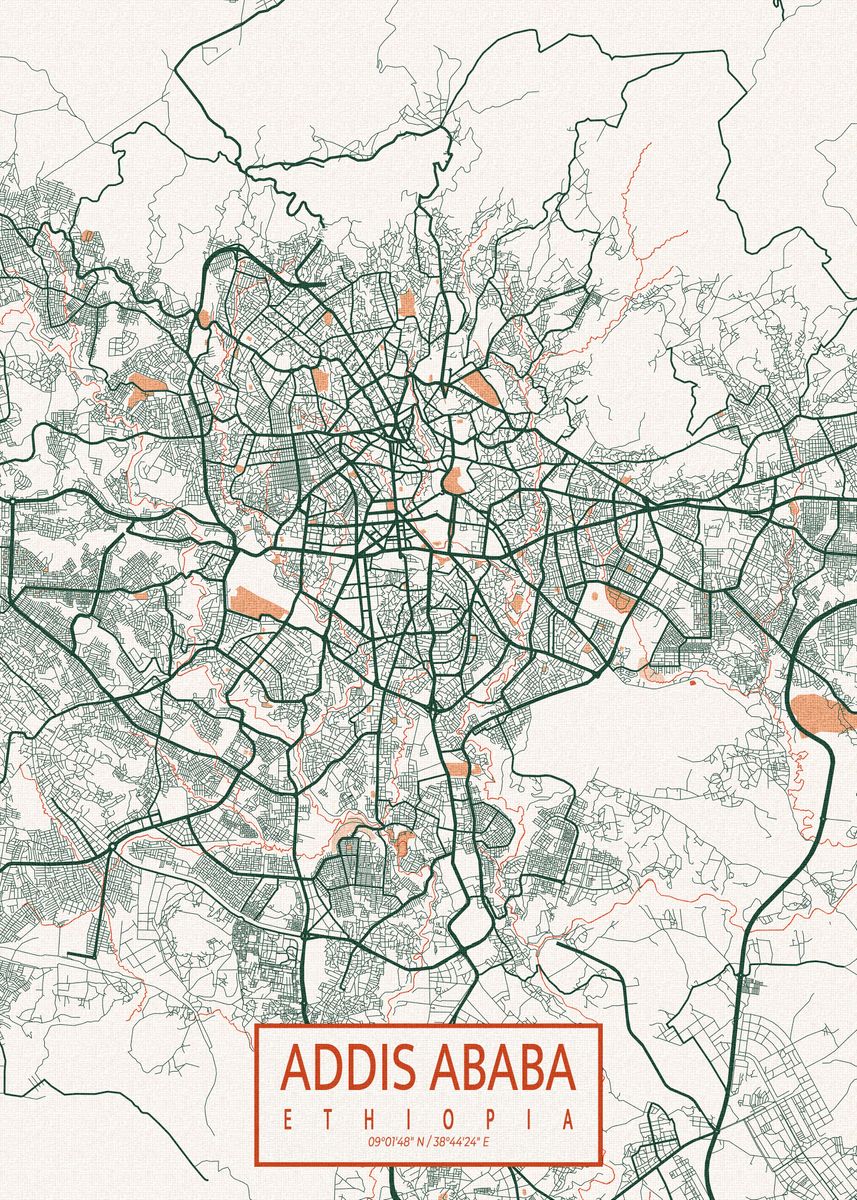 'Addis Ababa Map Bohemian' Poster, picture, metal print, paint by deMAP ...