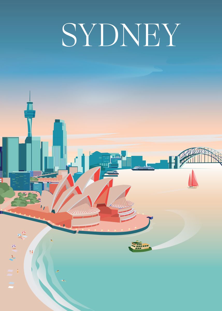 'Sydney Australia' Poster, picture, metal print, paint by Caravan ...