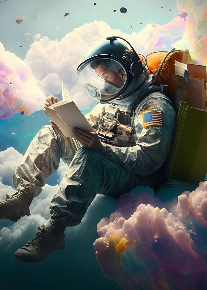 'Cosmonaut in sky' Poster, picture, metal print, paint by Oleksandr ...