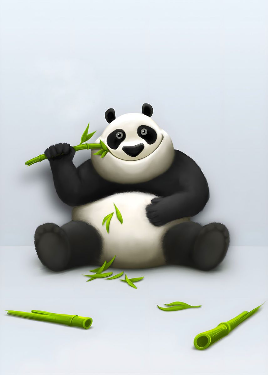 'Panda and Bamboo' Poster, picture, metal print, paint by HOLOSOMNIA ...