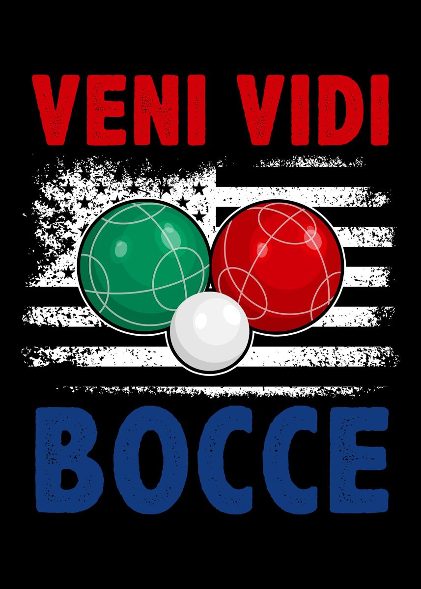 'Bocce Ball Player USA Flag' Poster, picture, metal print, paint by ...