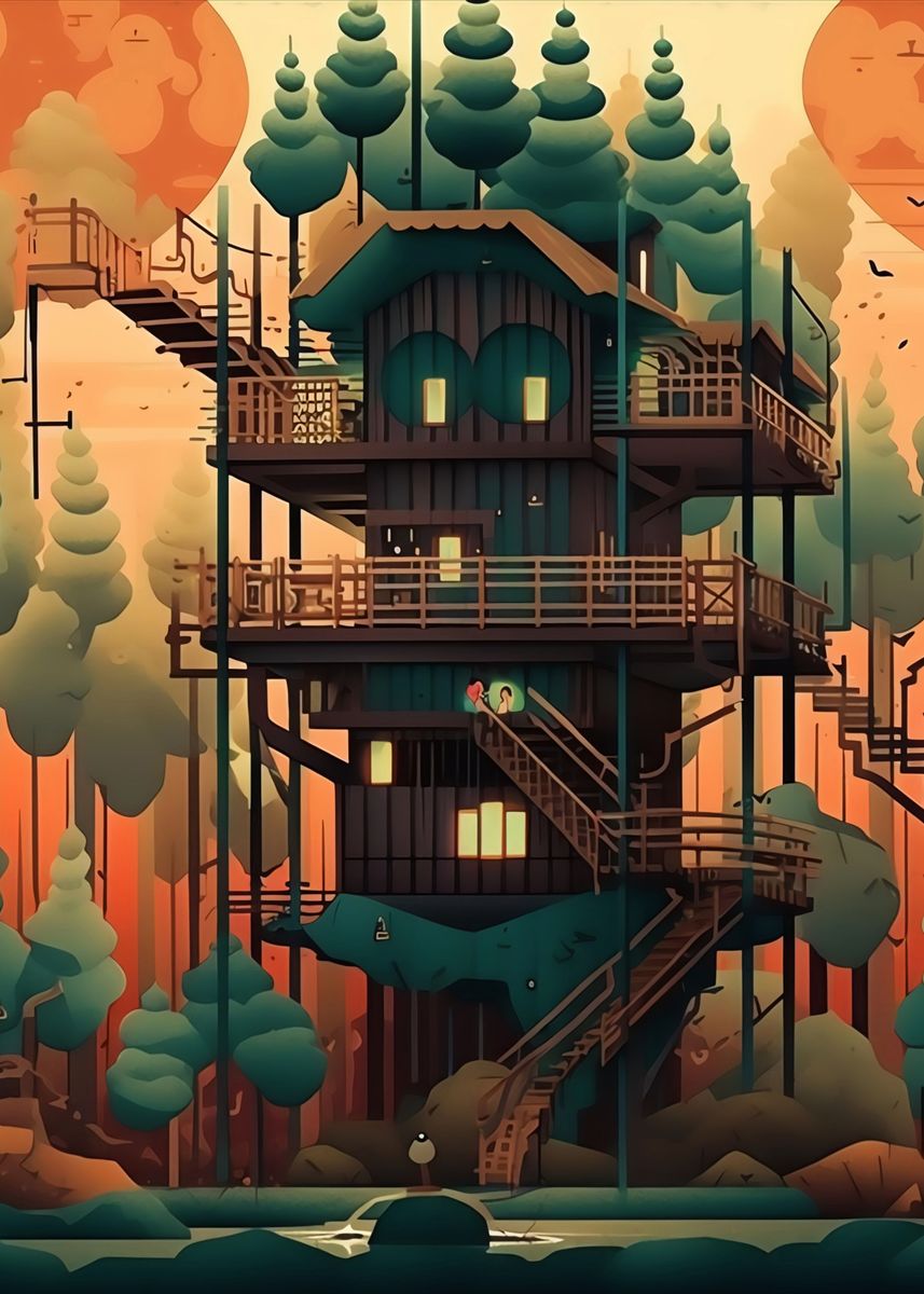 'Dream House' Poster, picture, metal print, paint by Abu Abu | Displate