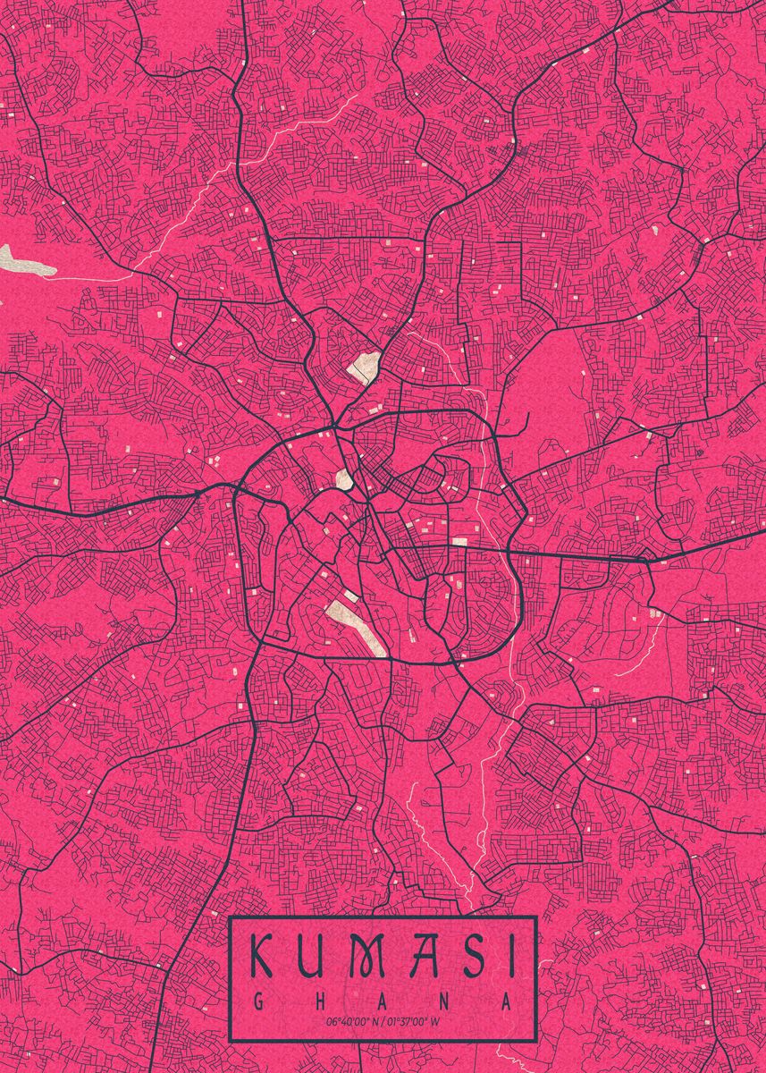 'Kumasi City Map Blossom' Poster, picture, metal print, paint by deMAP ...