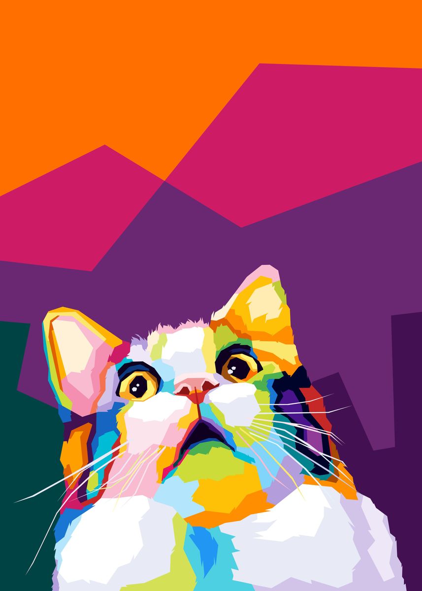 'Cute Cat Meme Pop Art' Poster, picture, metal print, paint by Anthony ...