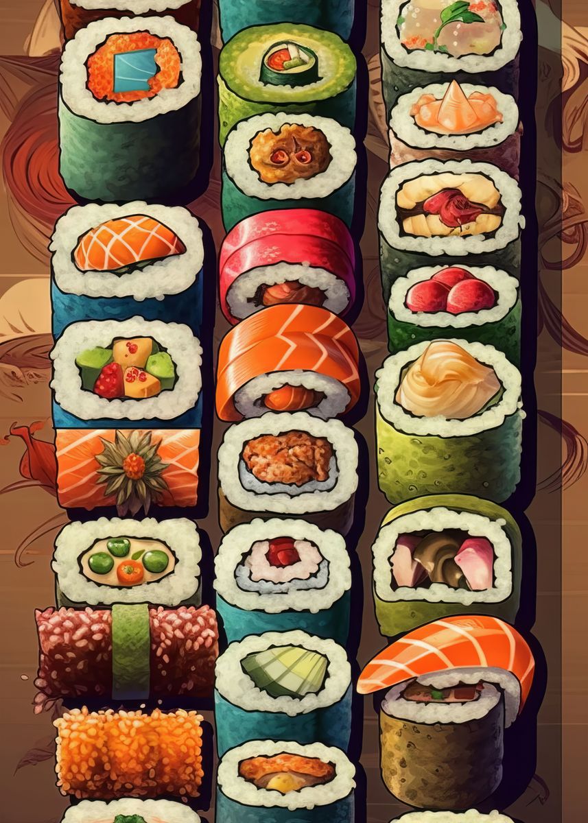 'Retro sushi' Poster by Graphic Japanese | Displate