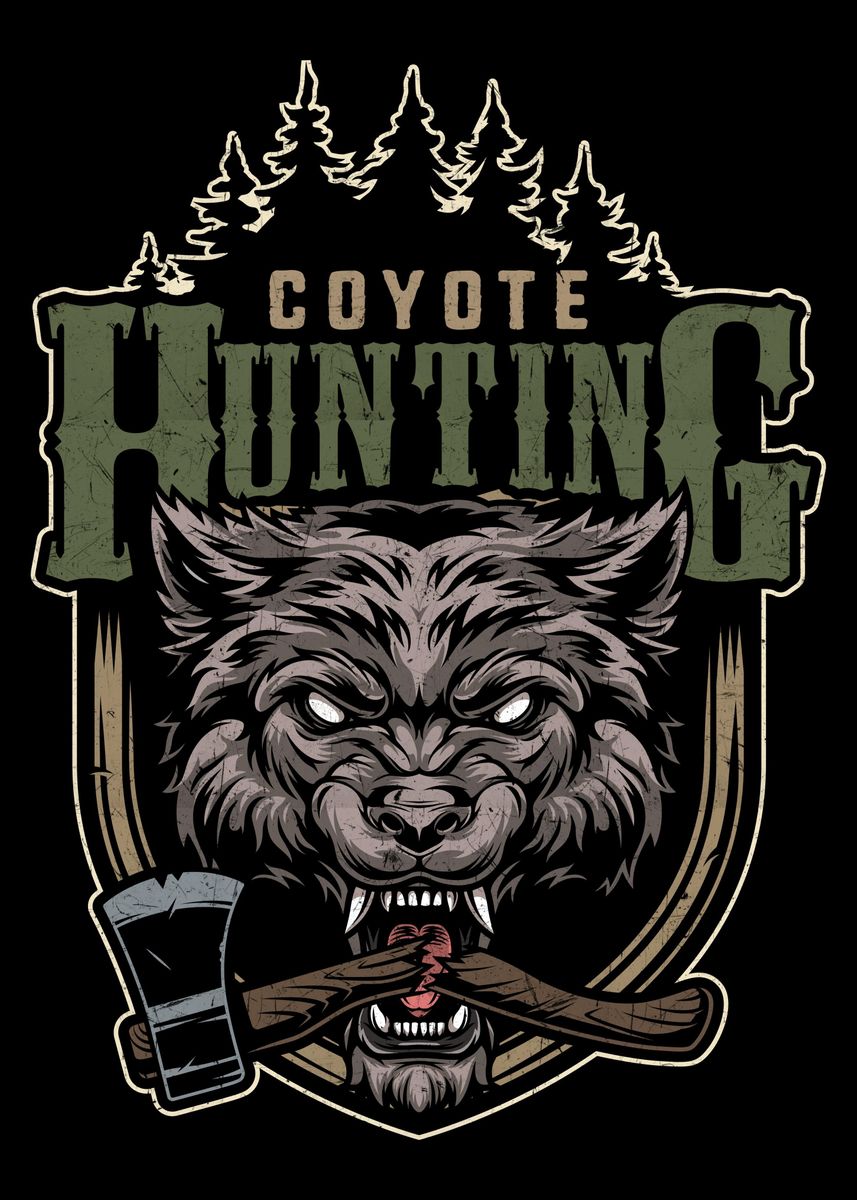 'Coyote Hunter Yote' Poster, picture, metal print, paint by ...