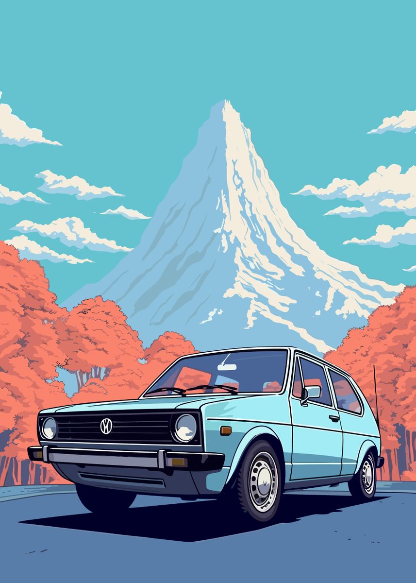 'Volkswagen Car Minimalist' Poster, picture, metal print, paint by ...