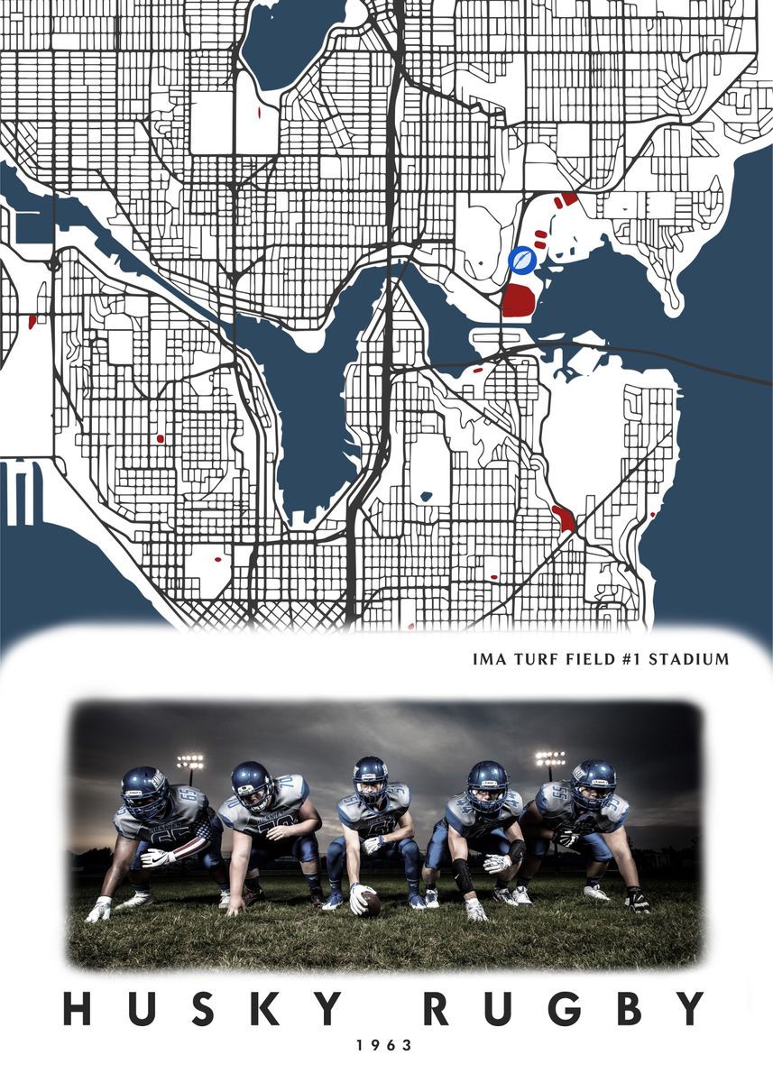 'Husky Rugby ' Poster, picture, metal print, paint by Yates Madeline ...