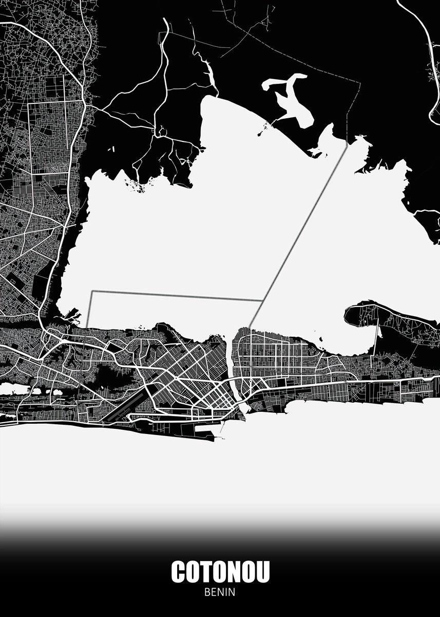 'Cotonou Benin Map' Poster, picture, metal print, paint by Zake Yonkou ...