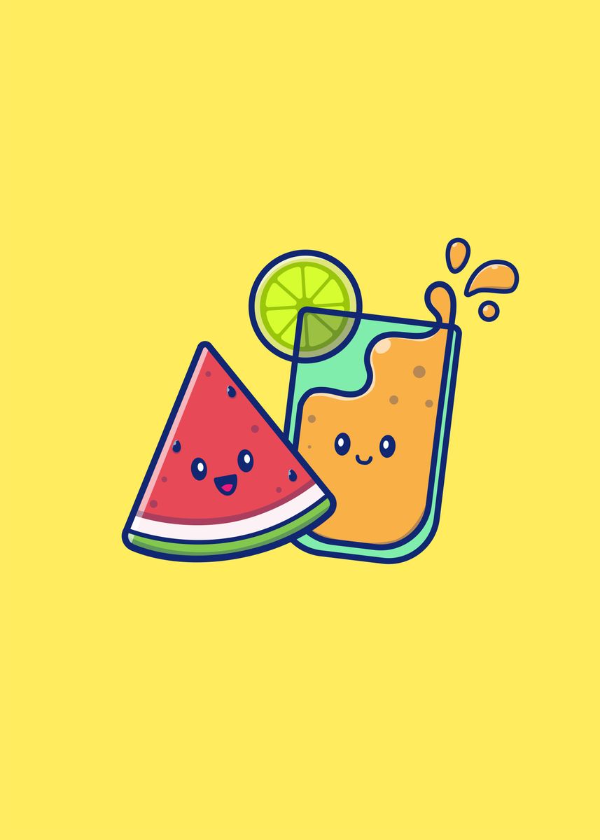 'Cute Lemon Juice And Fruit' Poster by catalyst vibes | Displate